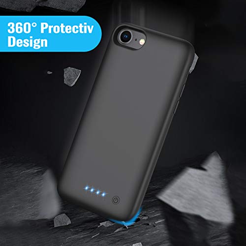 Ekrist Battery Case for iPhone 6/6s/7/8, [Upgraded 6000mAh] Portable Ultra-Slim Protective Charging Case, Extended Rechargeable Smart Battery Pack, Backup Charger Case Power Bank Cover (Black)