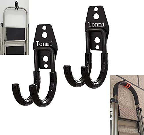 2Pcs Telescoping Wall Mount Ladder Hooks, Folding Step Stool Wall Mount Hooks, Household Engineering Ladder Hanger, Telescoping Ladder Hanger, for Garage or Shed Display & Storage Ladder Tool