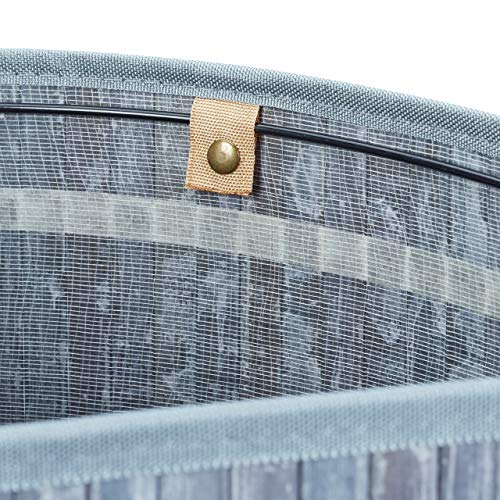 Relaxdays, Bamboo, Folding Hamper, Lid, 60 L, 2 Inner Washing Bags, 66 x 49.5 x 37 cm, Grey Corner Laundry Basket