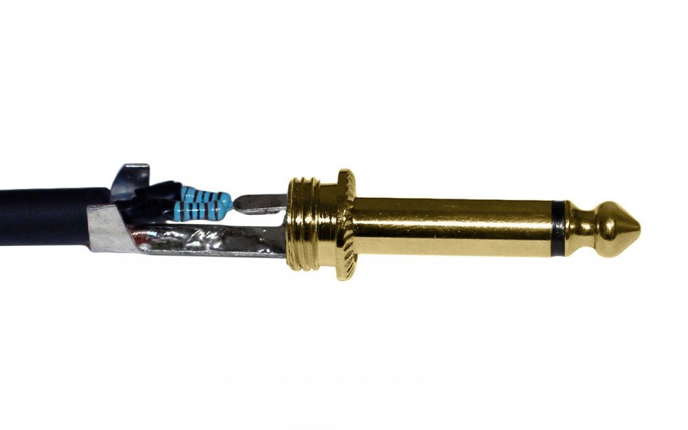 2 Ft Castline Gold 3.5mm TRS to 1/4" TS Mogami 2549 Stereo to Mono Summing Cable with Resistors