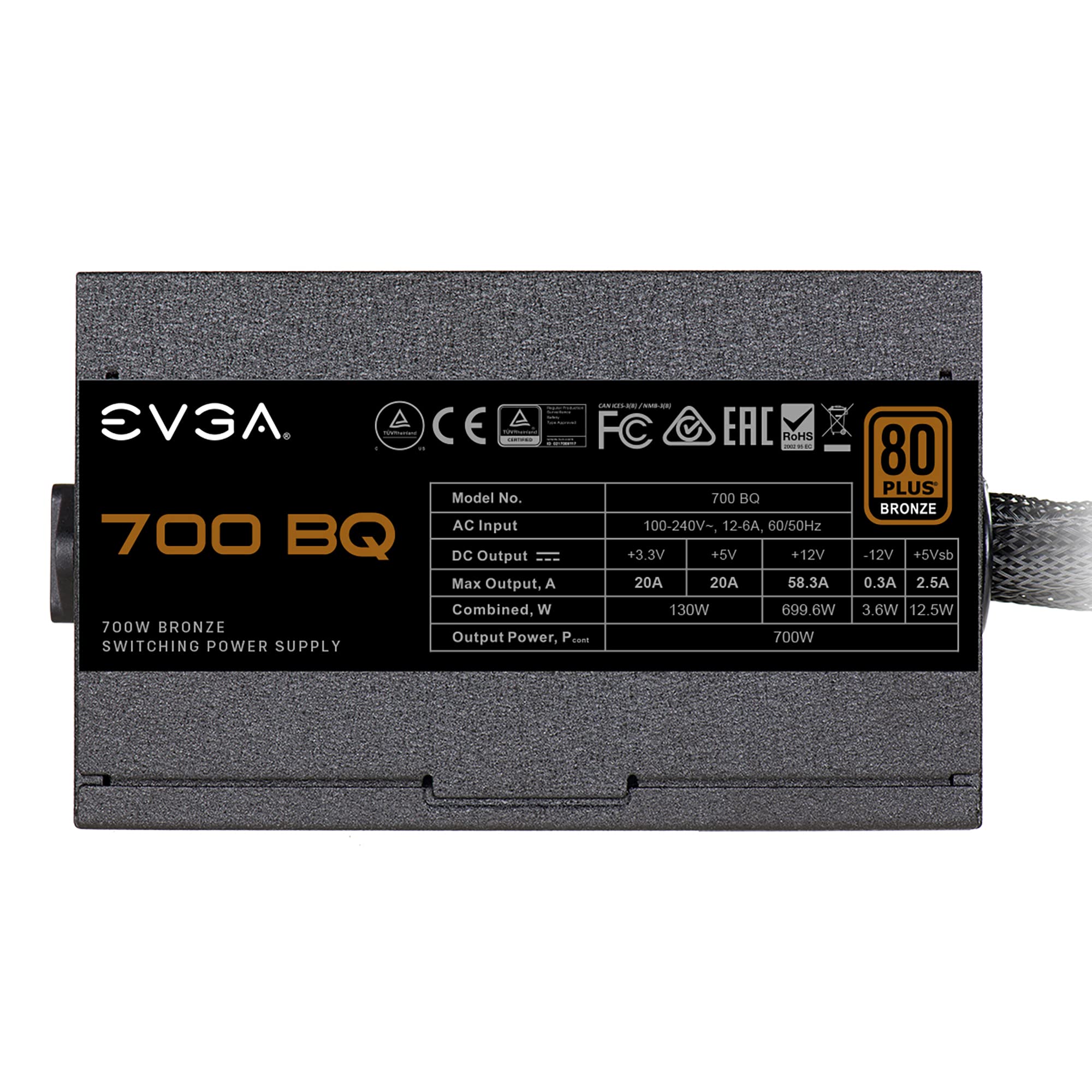 EVGA 700 BQ, 80+ Bronze 700W, Semi Modular, 5 Year Warranty, Power Supply 110-BQ-0700-V1