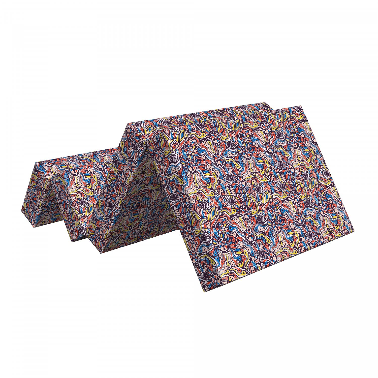 Ambesonne Ethnic Foldable Mattress, Mosaic Bohemian, 74.8" x 35.4", Multicolor