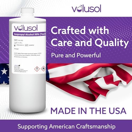 Volu-Sol Isopropyl Alcohol 99% (Isopropanol) - High Purity, USP | Kosher Grade IPA for Lab Equipment, Electronics, & Medical Cleaning - Clear Bottle, 1L/ 32 oz. (1 Pack)