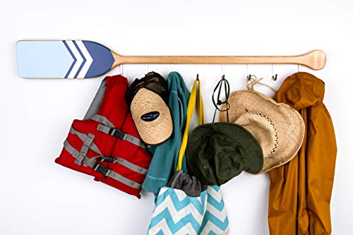 Coat Rack Wall Mount with 8 Hooks on Boat Paddle. Fun, Nautical Themed Clothes Hanger. Makes a Great Gift. Fully Assembled. Mount on Wall or Door in Mudroom, Entryway, Bathroom, Bedroom. Color: Navy