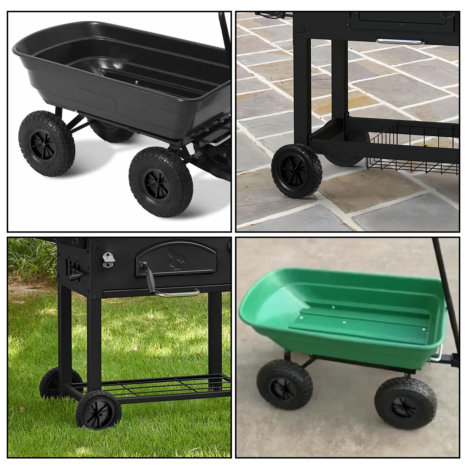 HOIGON 4 PCS 8 x 1.75 Inch Solid Rubber Hand Truck Wheel, Universal Replacement Tires Wheels for 1/2 Inch Axle, Lawn Mower Wheels for Garden Recliner, Dolly, Compressor, 110 LBS Load Capacity