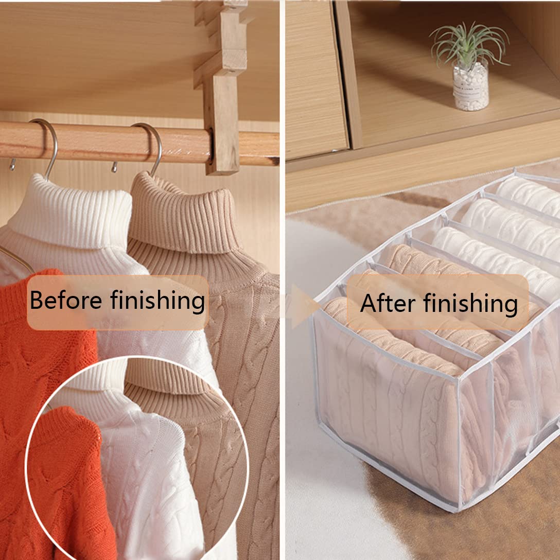 2PCS wardrobe clothes storage box, upgraded version (+large) (+thick) 15.7*11.8*7.8 inches, the compartment design can be folded to store clothes, washable and foldable mesh to separate clothes. (2)