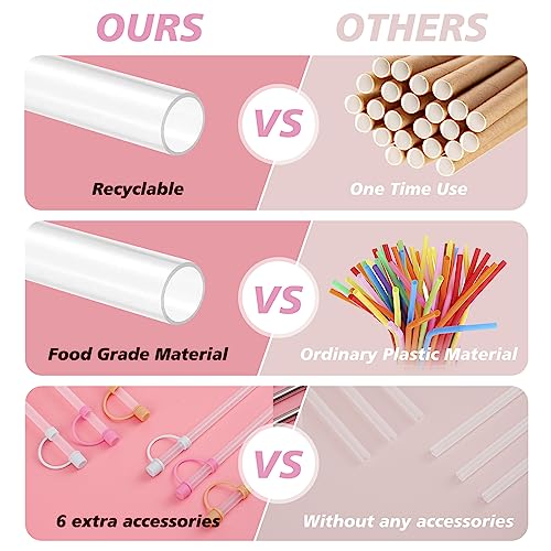 6 Straws with Cover Cap for Stanley Tumbler Replacement - Reusable Straw with Stopper Tips, Perfect for Stanley Cup with Handle H2.0, 14, 20, 30, 40oz Accessories