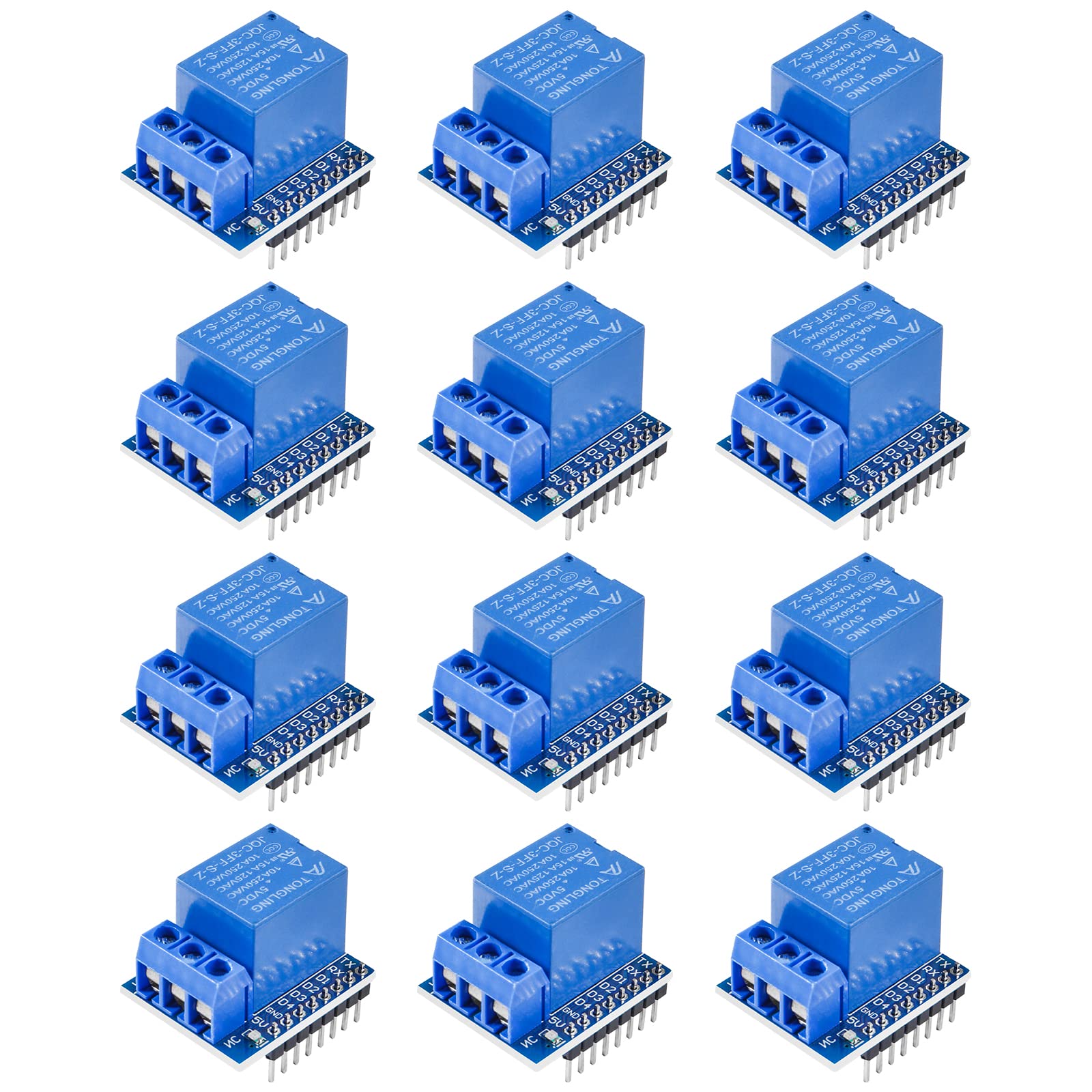 12Pcs 5V Relay Module 1 Channel D1 Mini Relay Shield Relay Hight Level Trigger 1 Channel Relay Module Interface Board