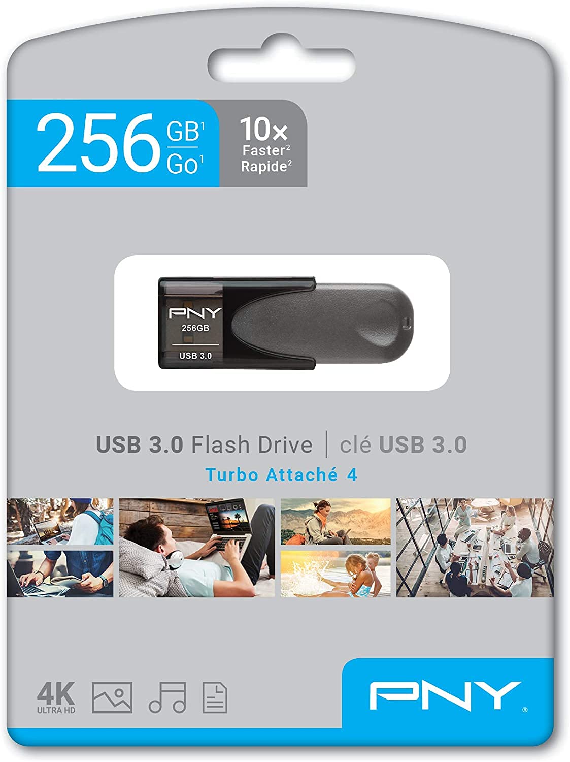 Generic PNY 256GB USB 3.0 Flash Drive Turbo Attaché 4 (Bulk 2 Pack) Works with Computer (P-FD256TBAT4A-GE) Bundle with (1) Everything But Stromboli Lanyard