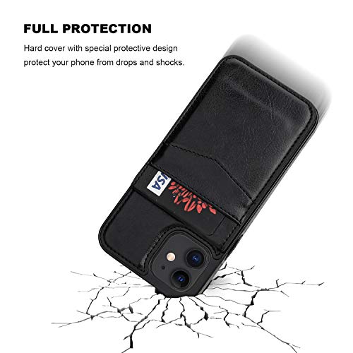 KIHUWEY Compatible with iPhone 12 Compatible with iPhone 12 Pro Case Wallet with Credit Card Holder, Premium Leather Magnetic Clasp Kickstand Heavy Duty Protective Cover 6.1 inch(Black)
