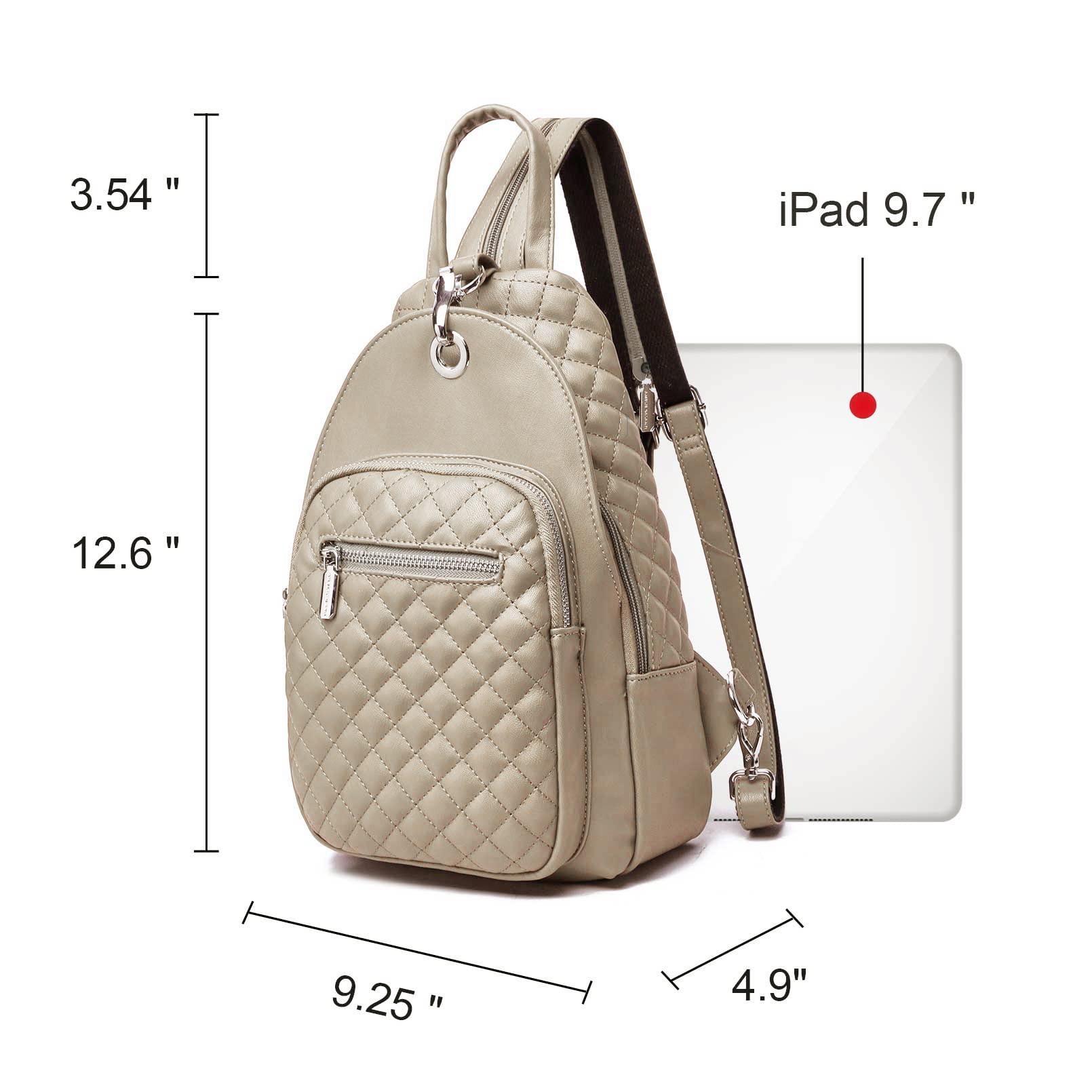 AMELIE GALANTI PU Leather Small Backpack Purse for Women,Small Crossbody Sling Bag Multipurpose Chest Bag for Women Cycling (Beige-1)
