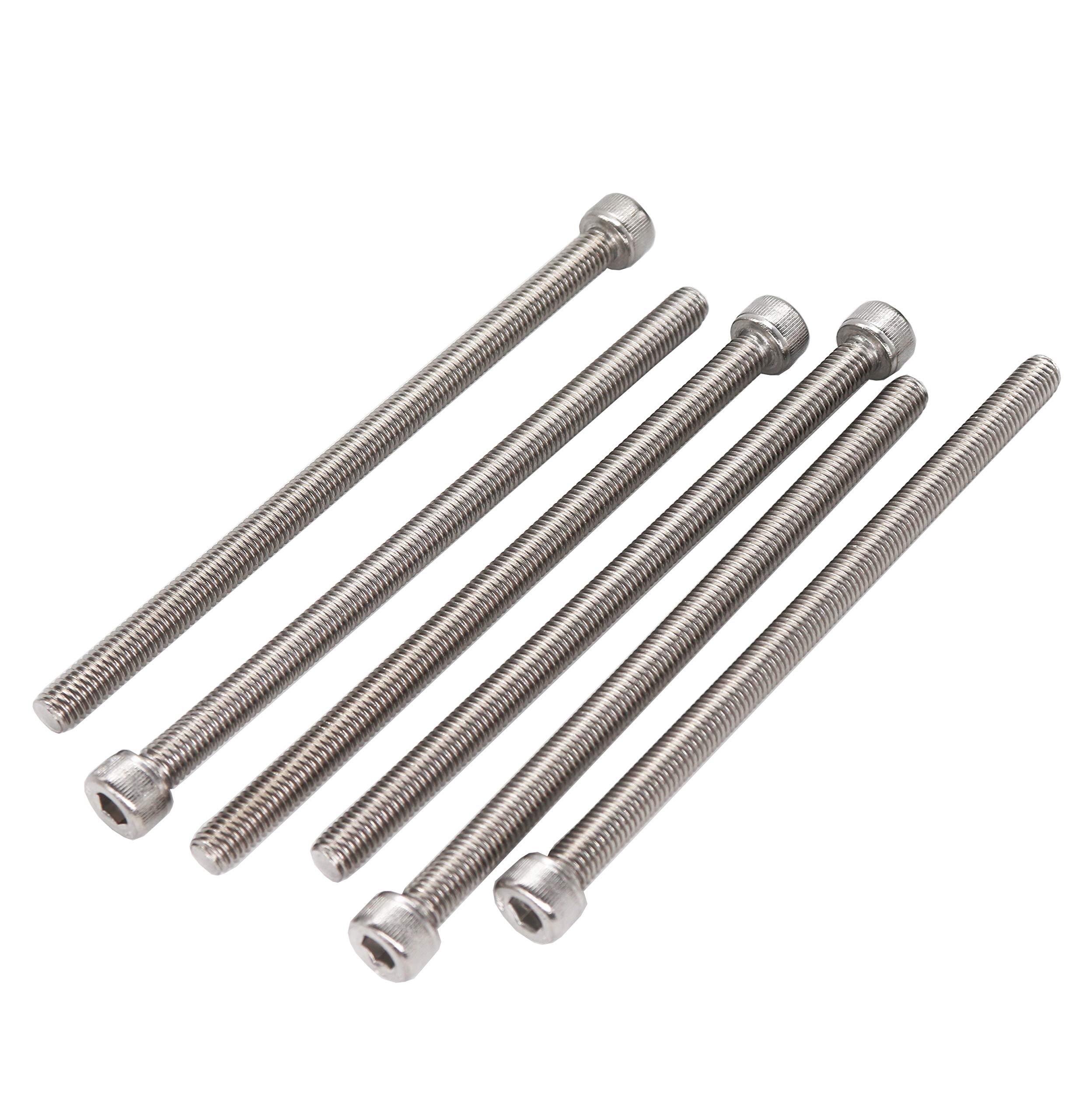 binifiMux 6pcs M8 x 150mm Hex Socket Cap Bolts Screws 304 Stainless Steel Full Thread