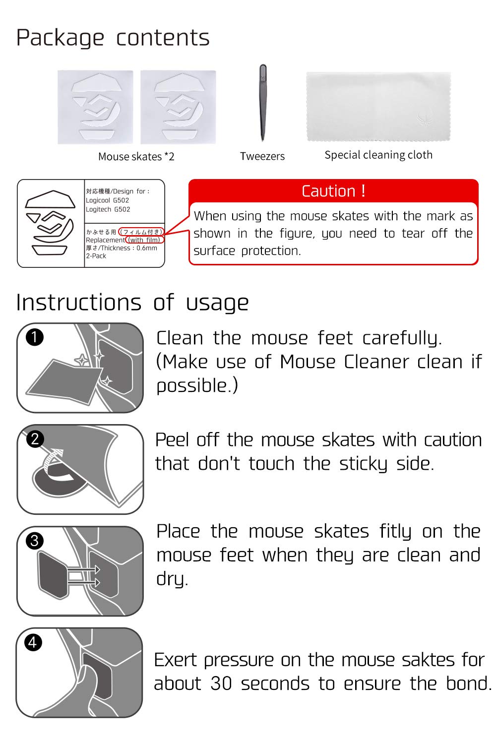 2Sets HOTLINEGAMES 3.0 Plus Rounded Curved Edges Mouse Feet Skates Compatible with Logitech G304 G305 Gaming Mouse feet Replacement (0.7mm,Smooth Glide Pads, Pure White PTFE) Professional Mice Upgrade
