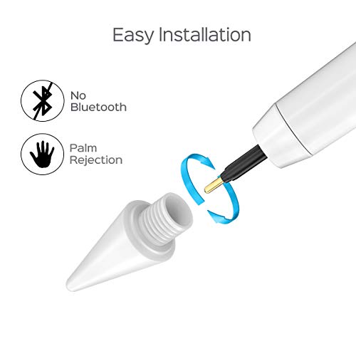 AT-Mizhi 2ND Gen Stylus for iPad,Compatible with iPad Pro12.9&iPad Pro11,iPad Air3,iPad7&iPad6,iPad Mini5,Type-C,Auto Sleep,Palm Rejection,Touch On,Rechargeable (Bright)
