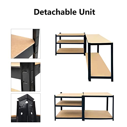 5 Tier Metal Shelves for Storage, Garage Shelving, Storage Shelves, Adjustable Heavy Duty Storage Rack, Kitchen Shelf, Garage Shelving for Shed, Workshop, Office, Warehouse, 175KG Capacity Per Shelf