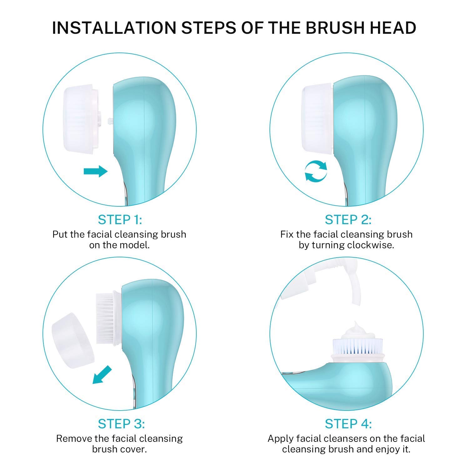 Facial Cleansing Brush Head Replacement, Facial Cleanse Brush Head, Normal Sensitive Facial Brush Heads, for Acne Prone, Clogged, Enlarged Pore, Deep Pore Sensitive Skins (White/2Pack)