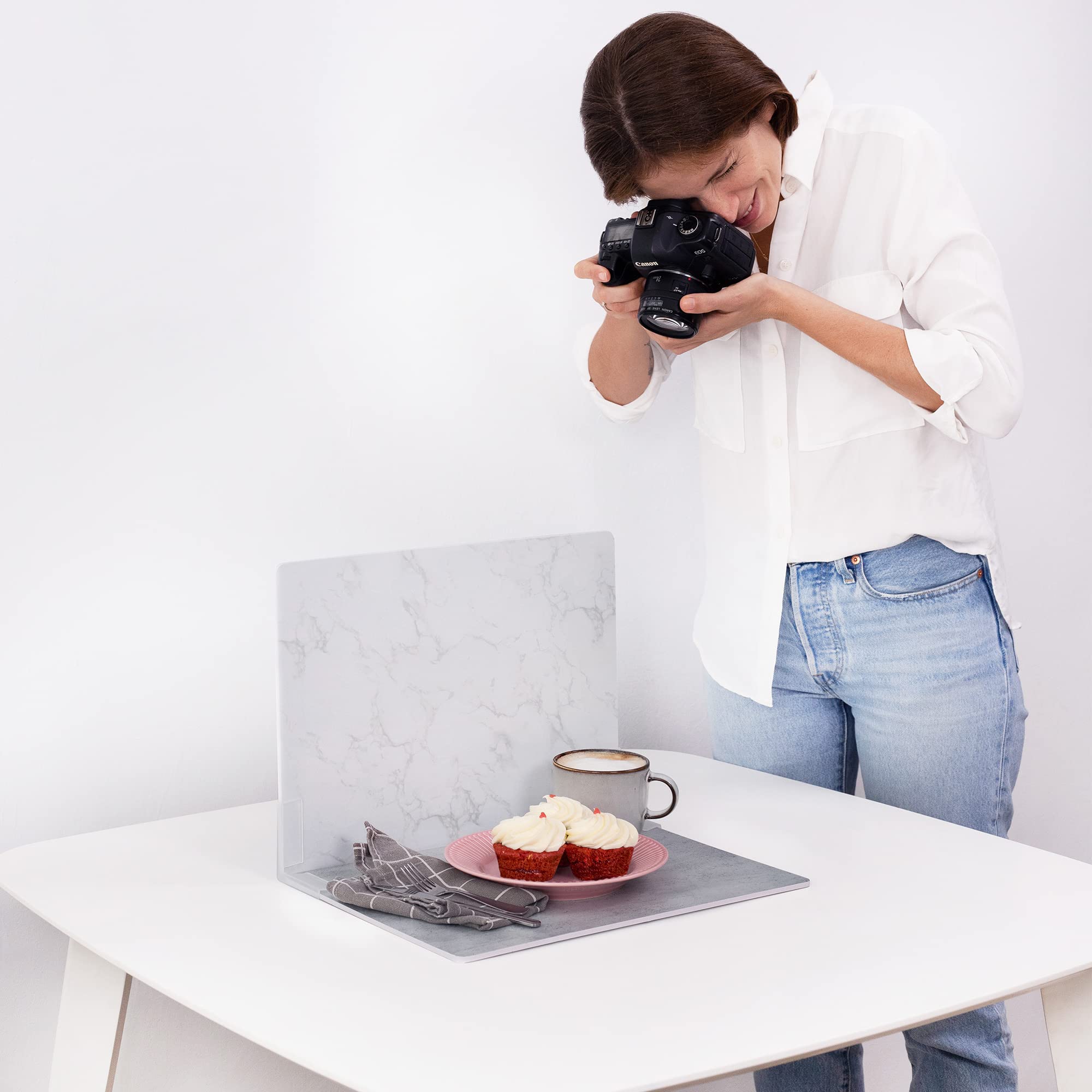 2 Pack Photo Backdrop Board | Realistic Photography Background | Food Photography Background | Replica Surfaces | Product Photography Backdrops | Marble & Cement | Flat Lay Background | Small