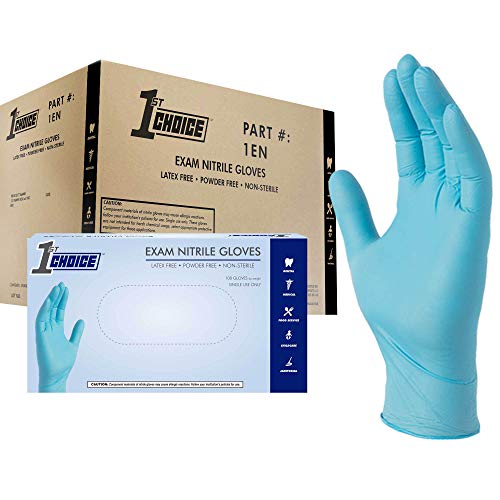 1st Choice Blue Nitrile Disposable Medical Gloves, Chemo-Rated, Latex-Free, Food Safe, Medium, 1000/Case