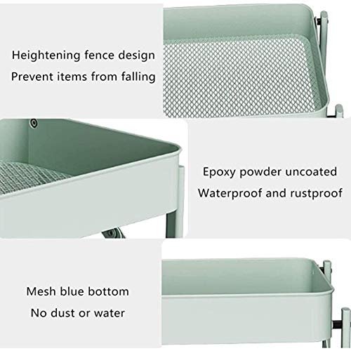 ATAAY Storage Trolley β Portable Storage Unit with Ander Wheels β Rolling Freestanding Shelves for Household/Mint Green
