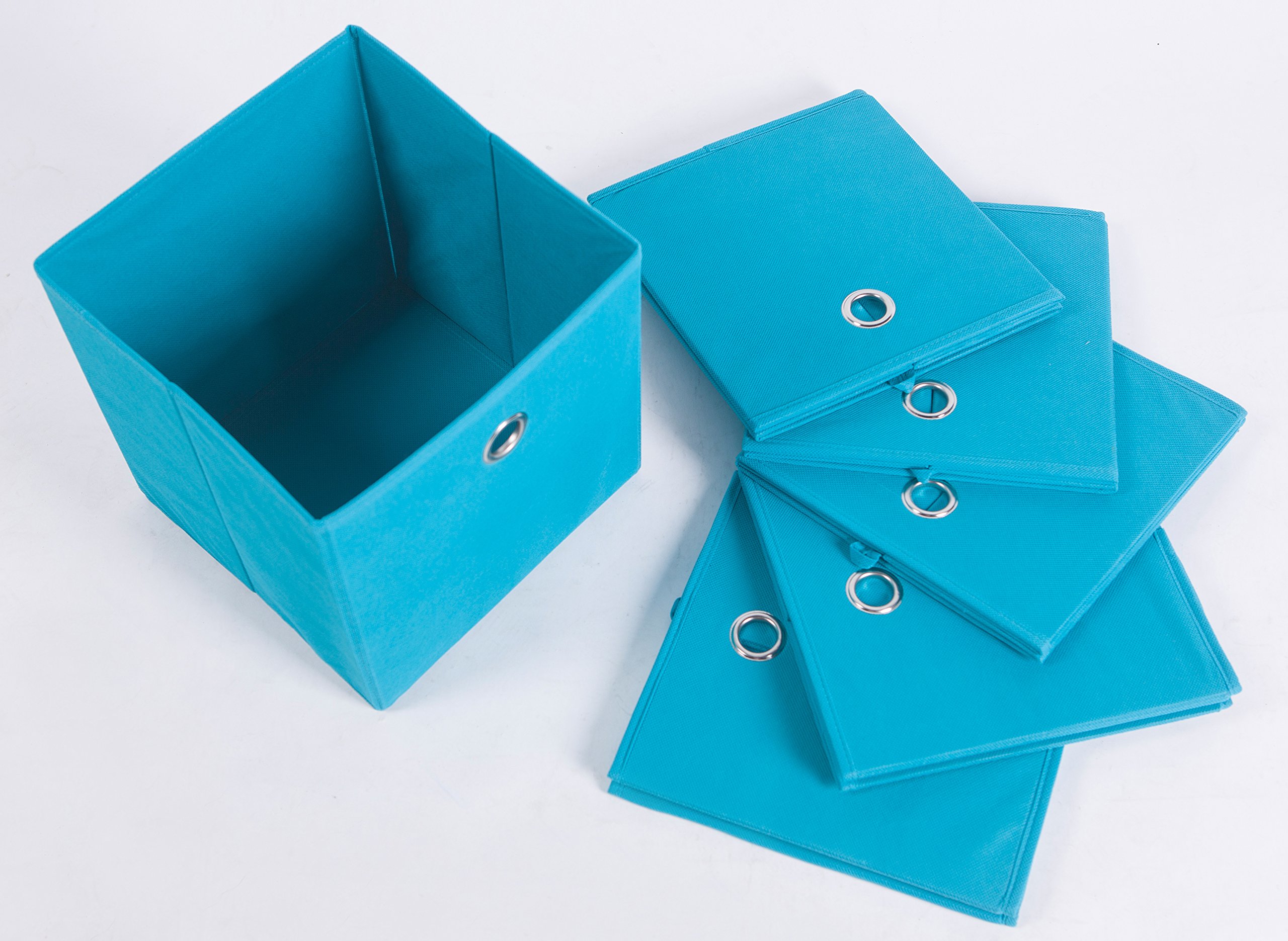 Amelitory Storage Bins Foldable Cube Organizer Fabric Drawer Set of 6 Lake Blue
