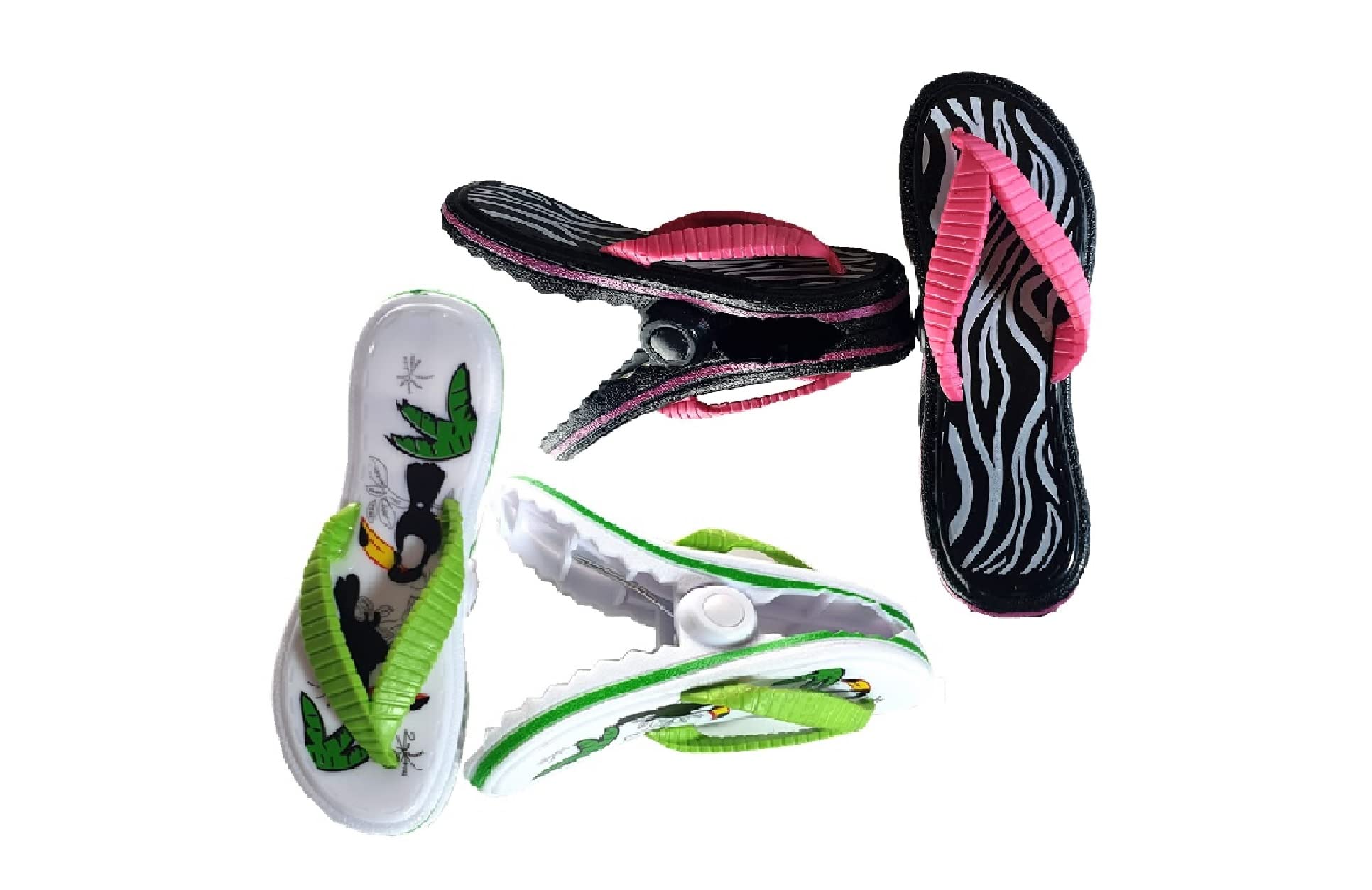 2 Set (4 Ct) Black Flops / White Flops Beach Towel Clips Jumbo Size for Beach Chair, Cruise Beach Patio, Pool Accessories for Chairs, Household Clip, Baby Stroller