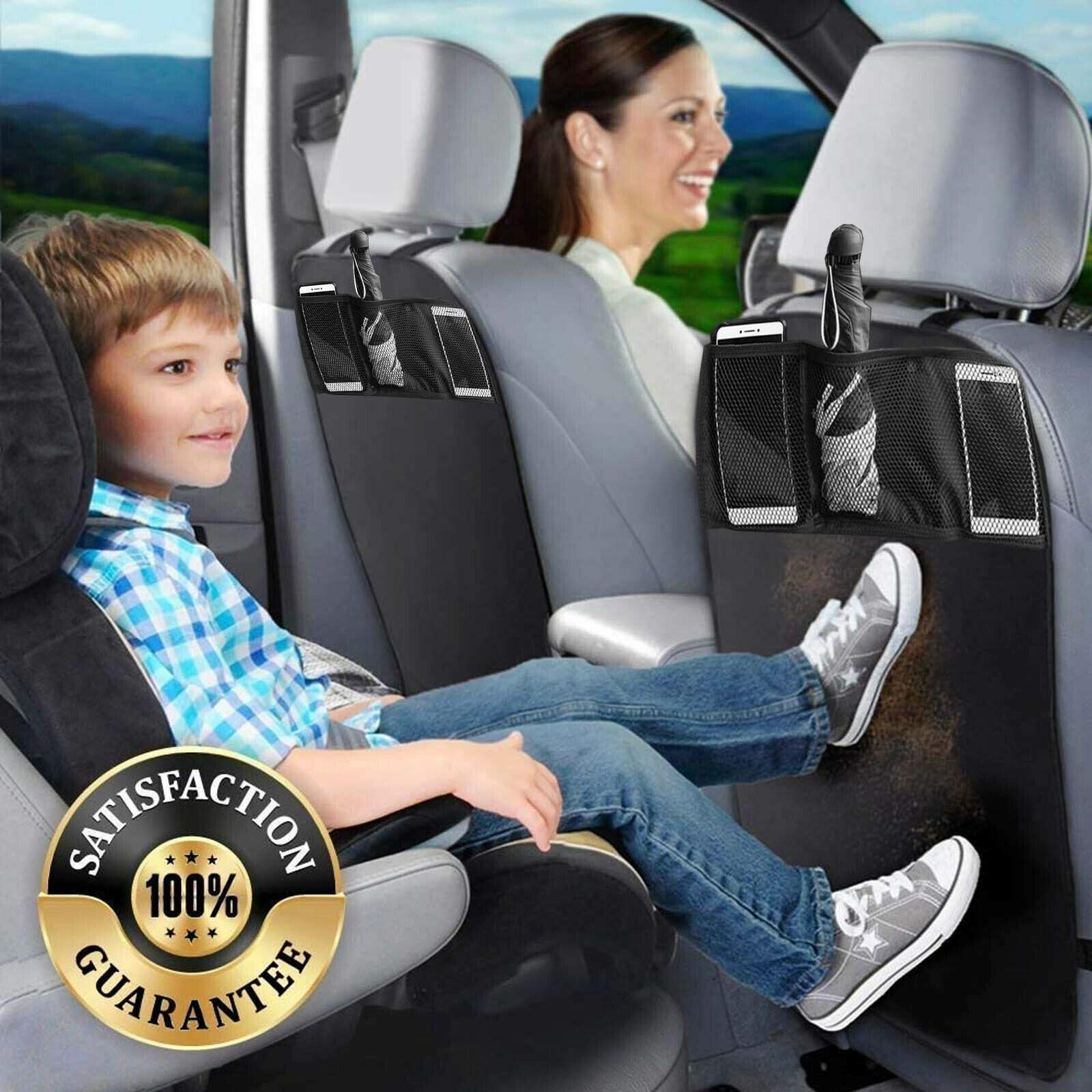 1st Must Have - Kick Mats -2 Pack - TOMAS MARSHAL Premium Quality Car Seat Protector Mat Best Waterproof Protection of Your Upholstery from Dirt, Mud, Scratches - Extra Large Car Seat Back Covers