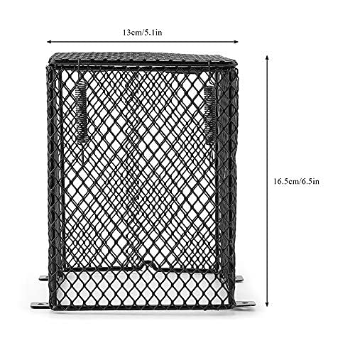 FastUU Mesh Cover Heating Lamp Shade, Day Night Ceramic Light Bulb Heat Lamp Mesh Cover Heating Lampshade, Spotlight Ceramic Light Bulb for Reptile for Pet(Square)