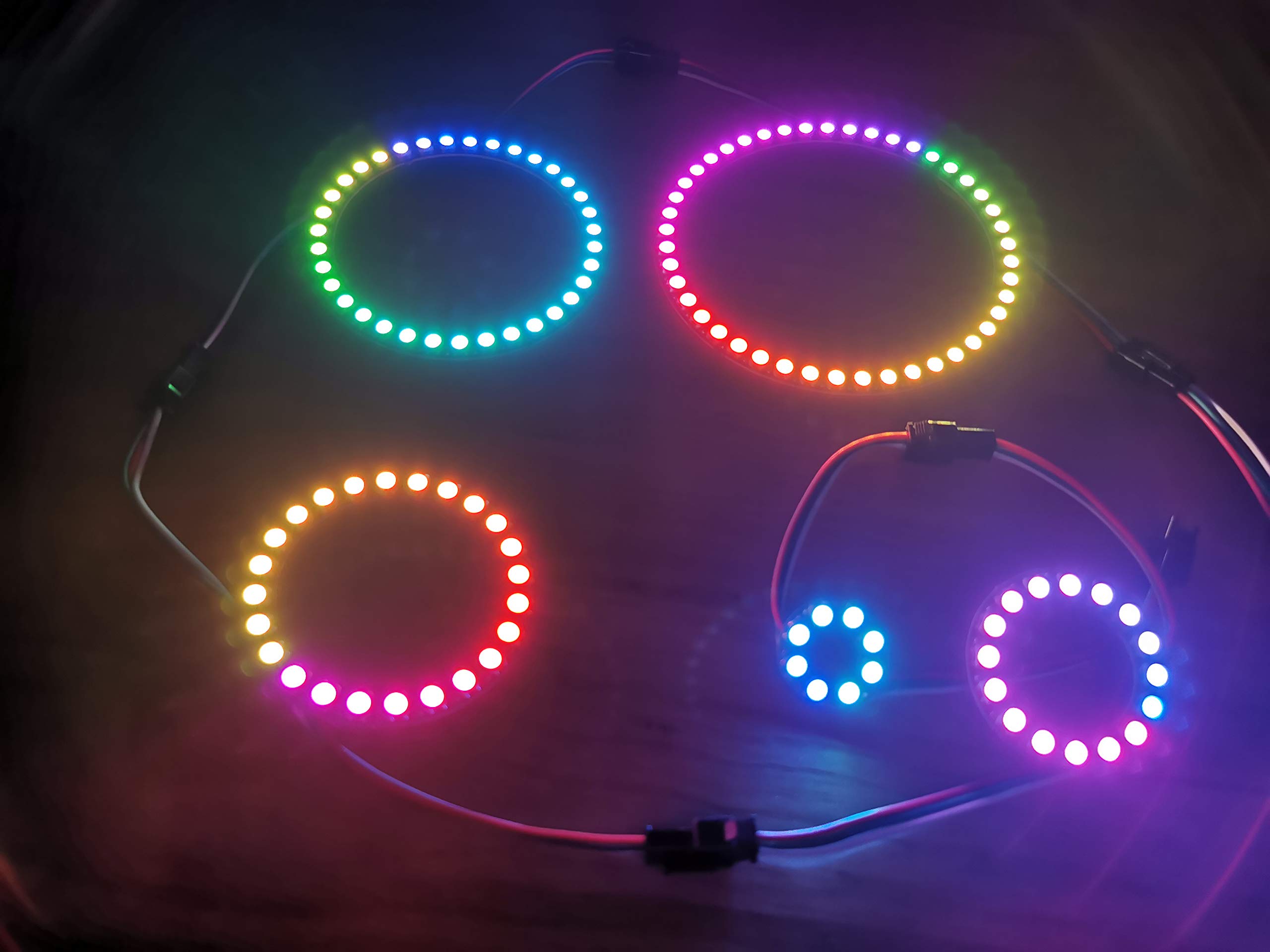 DIYmall 45 RGB LED Rings 45 X WS2812B 5050 Full Color with Integrated Drivers 45 Bits forArduino Raspberry Pi ESP8266 Nodemcu DC5V