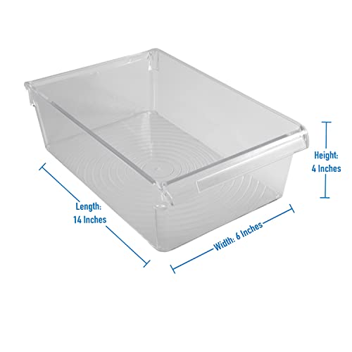 Kitchen Details 2 PK Stainless Lip Fridge & Freezer Organizer, Kitchen, Countertops, Cabinets, Pantry, Large 2 Pack Refrigerator Storage Bins, Super Clear