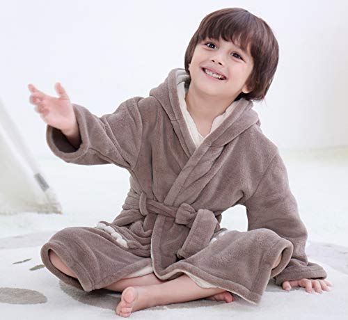 Baby Unisex Plush Animal Hooded Robe for Toddler Multicolored Sleepwear,Bear 3T