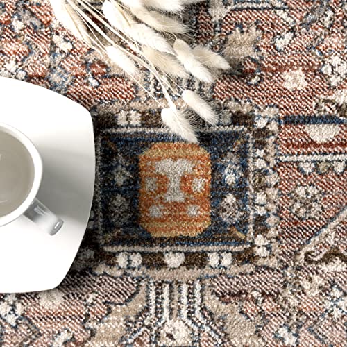 nuLOOM Harriet Vintage Medallion Fringe Area Rug, 4' x 6', Light Brown