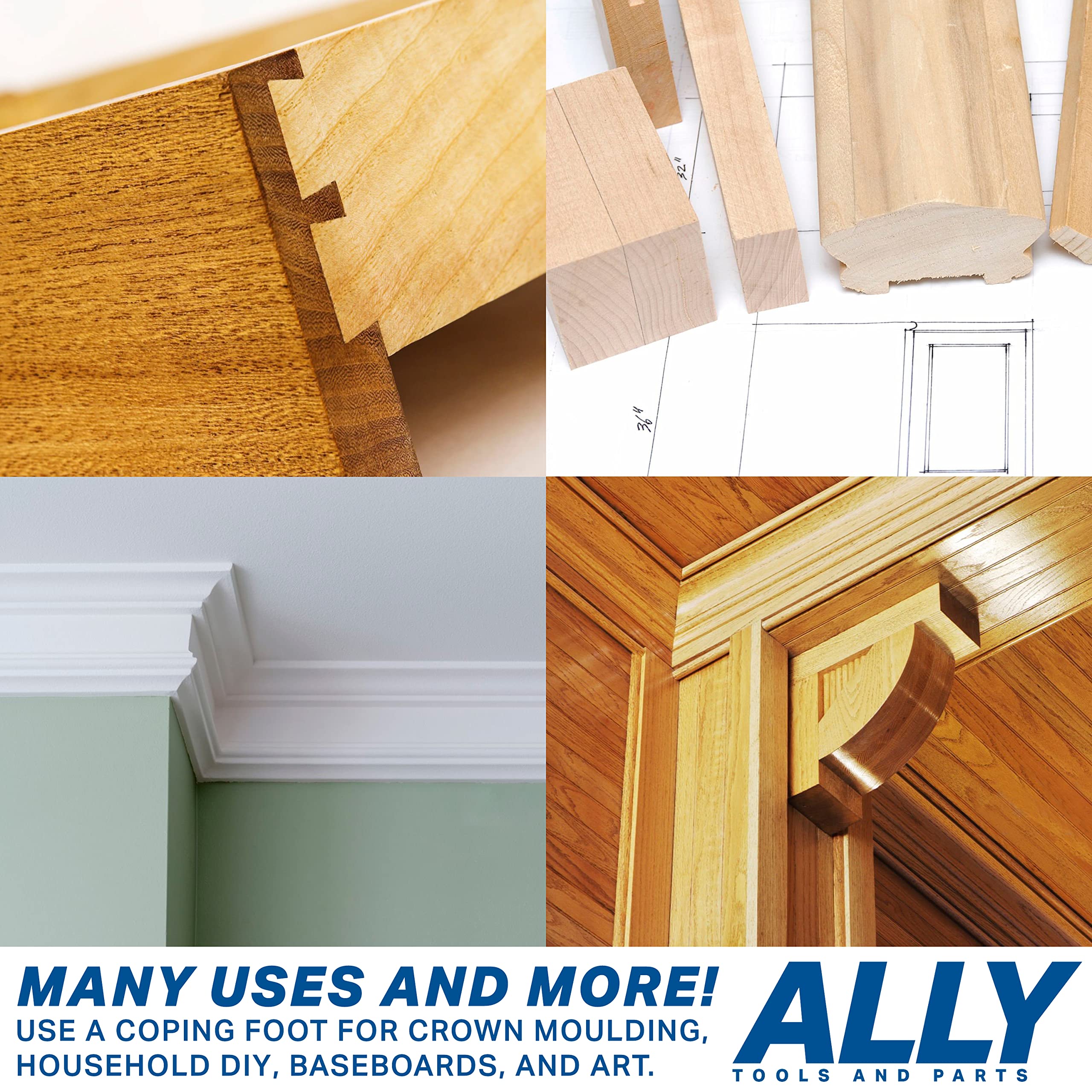 Ally Tools Coping Foot (2 Sets) for Jigsaw Attachment, Compatible with Most jigsaws, Allows Jigsaw to Bevel, Turn, and Pitch The Blade Without The Need for jigs or templates - Ideal for Contractors