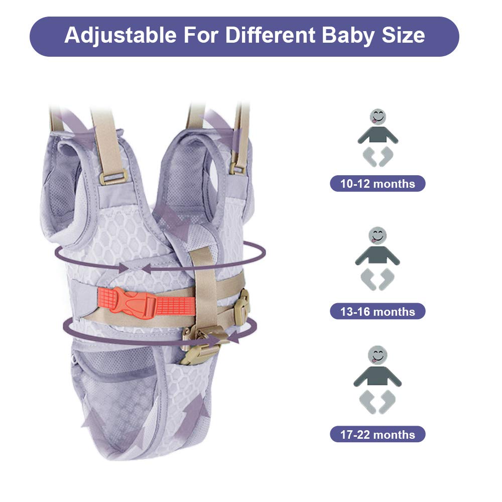 Baby Walking Harness, Baby Sit to Stand Learning Helper Mesh Breathable Adjustable with Detachable Crotch Safety Hand-held Assistant Lifting & Pulling for Toddlers Infant Kids (Grey)