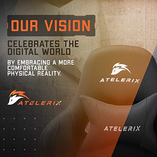 Atelerix Ventris Noir Gaming Chair - Use as Desk, Office or Computer - Tilting Mechanism and Ergonomic Adjustable Swivel Game Chair w/ 4D Armrests & Armrest Covers, Headrest and Lumbar Support