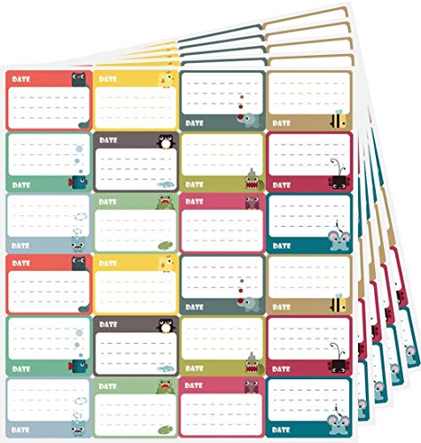 600Pcs Daycare Labels, Removable Write On Baby Food and Bottle Date Labels for Day Care, 12 Animal Designs Cute Stickers, 1.7 x 1.2 Inches