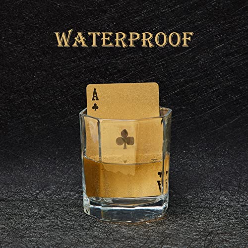 2 Decks Playing Card Waterproof Poker Cards Plastic PET Poker Card Novelty Poker Game Tools for Family Game Party (Black and Gold)