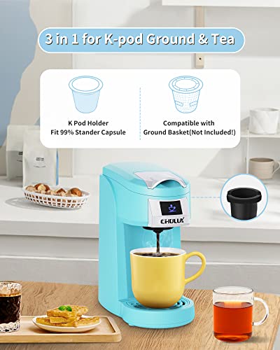 CHULUX Upgrade Single Serve Coffee Maker for K CUP, Mini Coffee Maker Single Cup 5-12oz Coffee Brewer, 3 in 1 Coffee Machine for K Cups Pod Capsule Ground Coffee Tea, One Touch Fast Brewing in Minutes