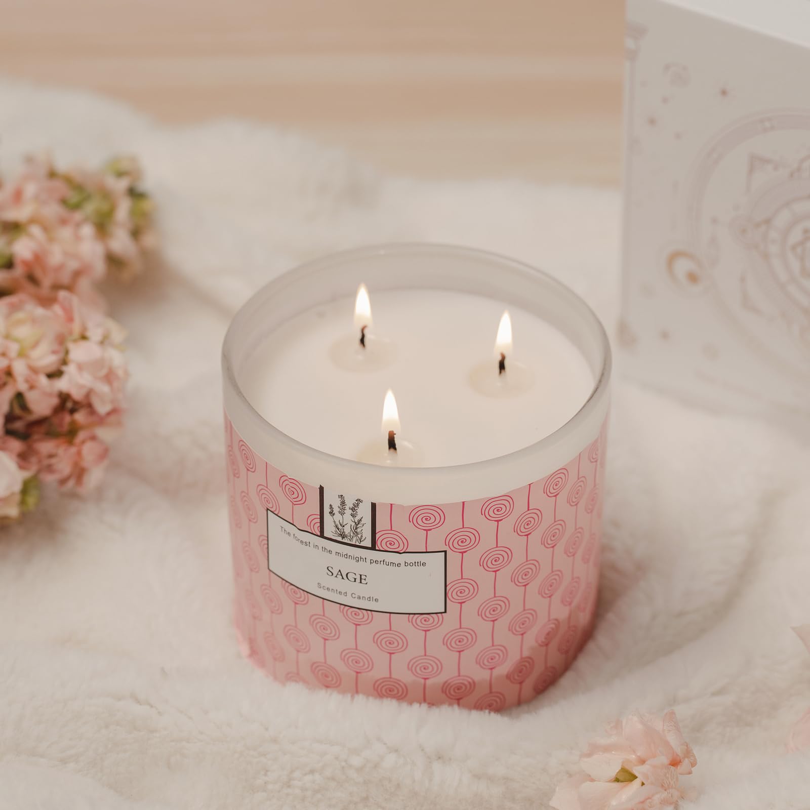 3 Pack Candles for Home Scented, Large 3 Wick Jar Candle, Luxury Lavender & Sage & Eucalyptus Mint Soy Candles, 40.2 oz 300 Hour Long Lasting Aromatherapy Candles, Housewarming Gift for Women