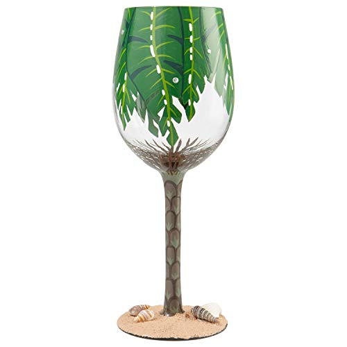 Enesco Designs by Lolita Palm Tree Artisan Wine Glass, 1 Count (Pack of 1), Multicolor