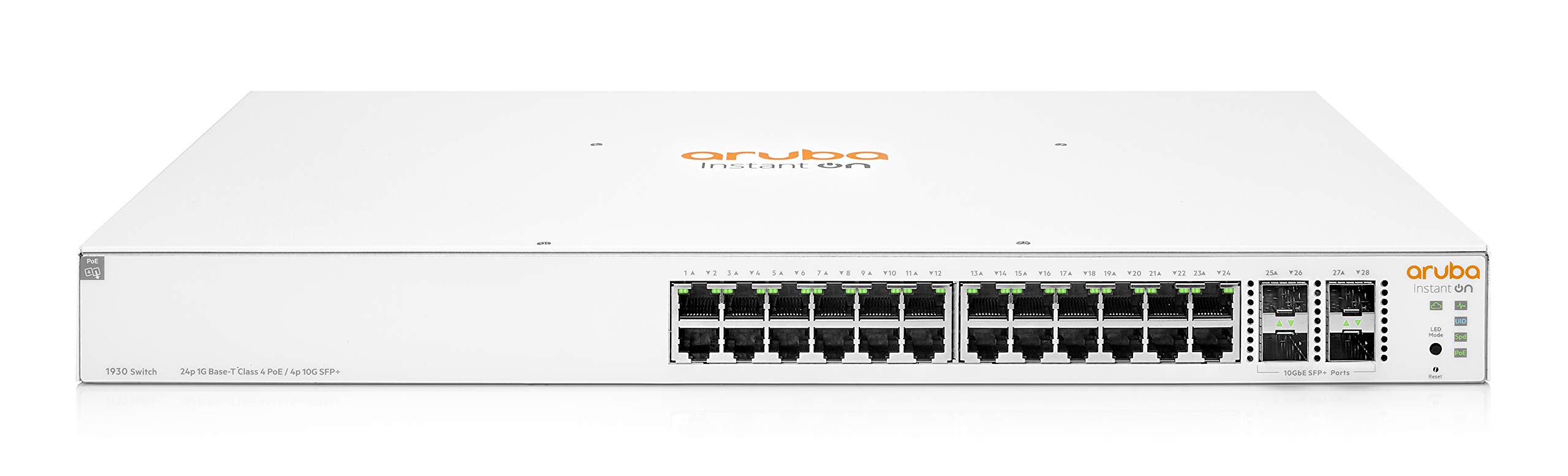 Aruba Instant On 1930 28P Gb Ethernet 24xGE PoE (370W), 4X 1G/10G SFP+, L2+ Smart Switch EU Europe Cord (JL684A#ABB)