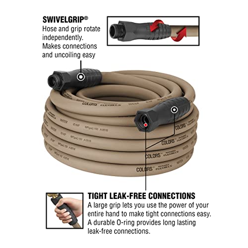 Colors Garden Hose with SwivelGrip, 5/8 in. x 50 ft., Drinking Water Safe, Brown Mulch - HFZC550BRS