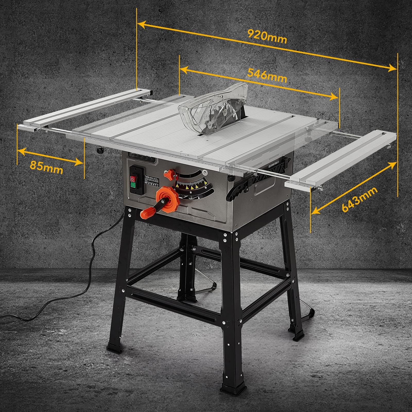 1800W Table Saw 10 inch,15APM Skill Saw With Portable Table Saw Stand,Portable Table Saw for Woodworking,DIY - 5000RPM Cutting Speed,Adjustable Blade Angle and Height