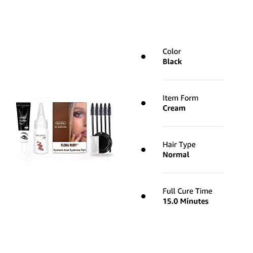 2 in 1 Black Color Set for Lashes and iBrows, Natural Bushy Eyebrow Makeup Kit, Lasting for 6 Weeks DIY Hair Dying for Salon Home Use 5ml (Black)