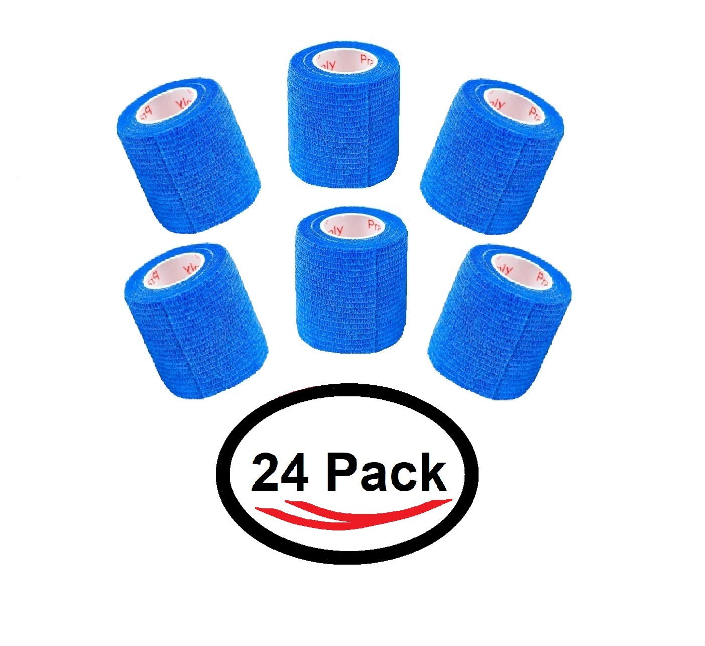 2 Inch Self Adhesive Medical Bandage Wrap Sport Tape (Deep Blue) (6 Rolls) Self Adherent Cohesive First Aid Sport Flex Wrist Ankle Knee Sprains and Swelling