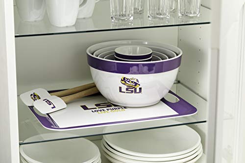 College Kitchen Collection LSU Serving Party Bowls / Mixing Bowls Set / Food Appetizer Serveware - 4 Piece, White
