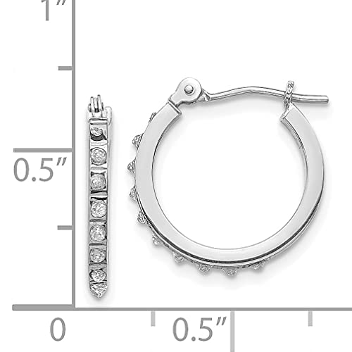 14K White Gold Diamond Hinged Hoop Earrings
