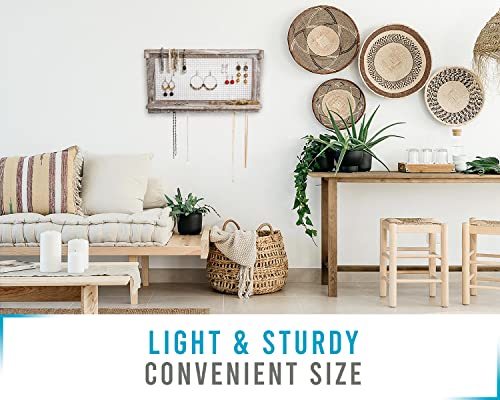 Comfify Rustic Jewelry Organizer β Wall Mounted Jewelry Holder w/Removable Bracelet Rod, Shelf & 16 Hooks β Perfect Earrings, Necklaces & Bracelets Holder β Rustic White