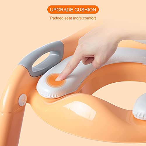 Fedicelly Potty Training Toilet Seat Boys Girls,Toddlers,Kids Potty Chair with Step Stool Ladder(Gray/Orange)