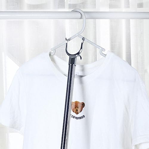 2pcs Clothes Pole Clothing Hook Pole Retractable Long Pole Clothes Drying Stick Washing line Prop extendable Reaching Stick Reach Closet Pole Aluminum Clothes Fork Household