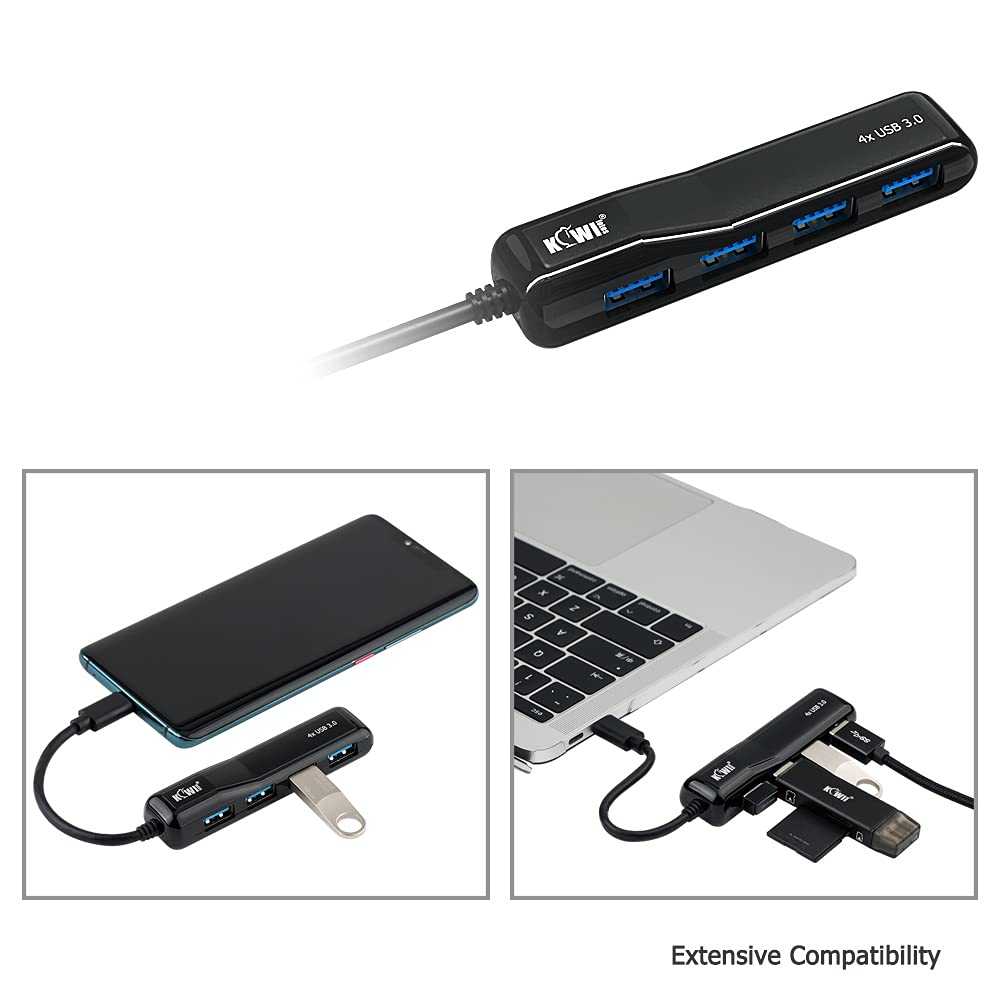 USB C Hub Splitter, 4- Port USB 3.0 Data Hub with High Speed Transfer Up to 5Gbps for iMac, MacBook, Mac Pro/Mini, Surface Pro, XPS, Notebook PC, Laptop USB Flash Drive Mobile Hard Drive